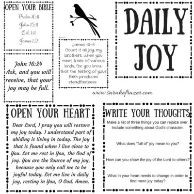 Daily Joy Printable and Tuesday Talk - Sarah E. Frazer