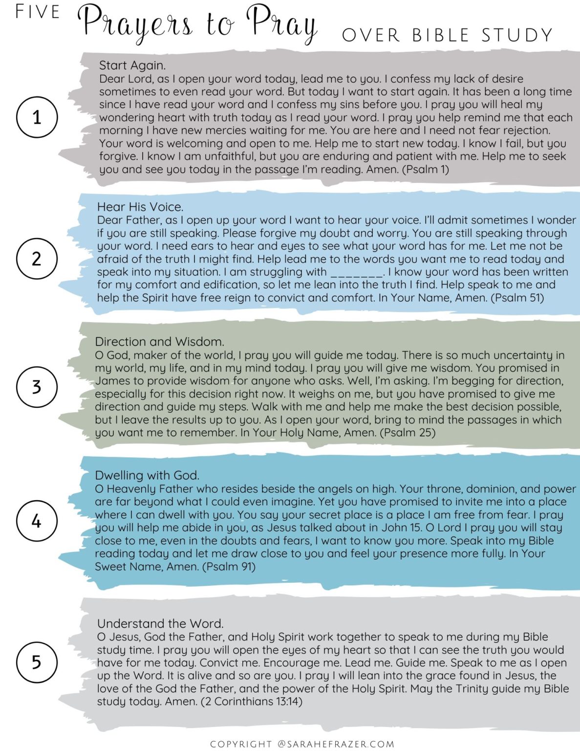 Five Prayers to Pray Over Bible Study - Sarah E. Frazer