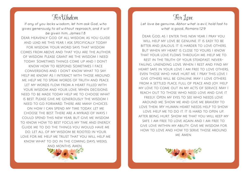 Printable Prayer Cards - Sarah E. Frazer